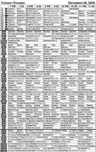 Tuesday evening TV listings | News, Sports, Jobs - Tribune Chronicle